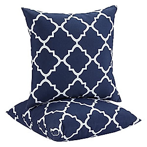 JMKaixin Outdoor/Indoor Throw Pillows, Pack of 2 Waterproof Decorative Throw Pillows with Inserts, 18”x18” Square Pillows for Bed, Couch, Sofa and Patio Furniture
