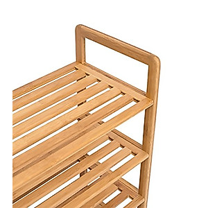 BirdRock Home Free Standing Bamboo Shoe Rack - 4 Tier - Wood - Closets and Entryway - Organizer - Fits 12 Pairs of Shoes