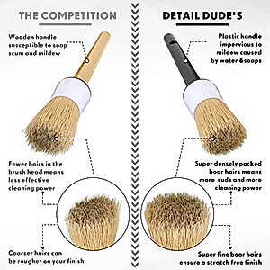 Zubebe 5 Pieces Boars Hair Soft Car Detailing Brush Set Automotive Detail Brush Car Brushes for Detailing Cleaning Emblems Wheels Interior Exterior Engine Upholstery Air Vents