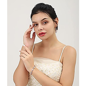 UDYLGOON UDORA Cubic Zirconia Teardrop Brides Bridesmaids Earrings Bracelet Jewelry Set Wedding Parties Prom (Rose Gold)