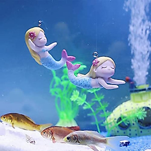 Floating Fish Tank Decor, Resin Mermaid Aquarium Decorations for Aquatic Pets Cartoon Aquarium Ornaments Fish Tank Accessories