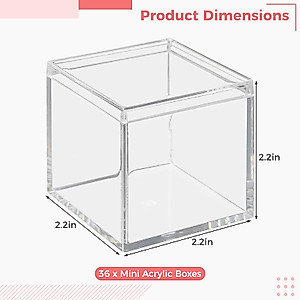 TIMCORR 36PCS Mini Clear Acrylic Boxes,Small Clear Boxes with Lids, 2.2 x 2.2 x 2.2 in Plastic Square Cube, Square Display Box, Clear Container Boxes for Candy Pill Earring Jewelry Tiny Beads
