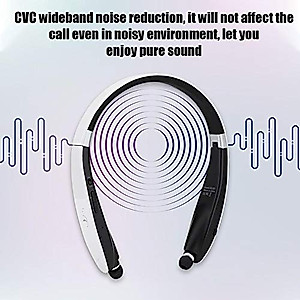 Neckband Wireless Headset Sports Stereo Bluetooth Headphones with Foldable Design Wideband Noise Reduction(Black White)