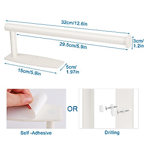 Baokcotei 2023 Paper Towel Holders Wall Mount Under Cabinet Self Adhesive Drilling Paper Towel Rolls SUS304 Vertically Horizontally for Kitchen Bathroom Door Rustproof Rack(White)