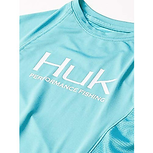 HUK Kids' Pursuit Long Sleeve Sun Protecting Fishing Shirt, Blue Radiance, Small