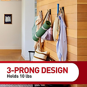 Command X-Large Matte Black Triple Hook, 1 Hook, 3 Strips, Damage Free Hanging Wall Hooks with Adhesive Strips, No Tools Wall Hooks for Hanging Decorations in Living Spaces