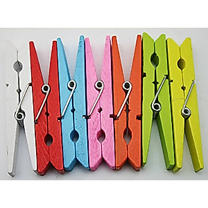 Jeffzhu Wood Craft Clothespins Pegs with Spring 2.9" Pack of 40 (Yellow)