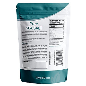 Viva Doria Pure Sea Salt, Coarse Grain, 2 lb | Ideal For Salt Grinders