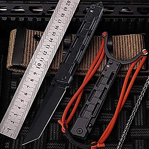 edcfans Tanto Folding Knife, Pocket Knife for Men with Clip, EDC Slingshot for Outdoor
