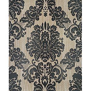 Yifely SimpleLife4U Black Damask Self-Adhesive Shelf Drawer Liner PVC Tabletop Protect Paper 45x300cm