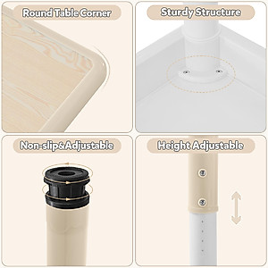 CuFun Kids Table and Chairs Set, Height-Adjustable Toddler Table and Chairs Set for Age 3-8, 31.5''Lx23.6''W Graffiti Desktop, Kids Activity Table for Daycare, Classroom, Home (Natural-Wood, 4 Chairs)