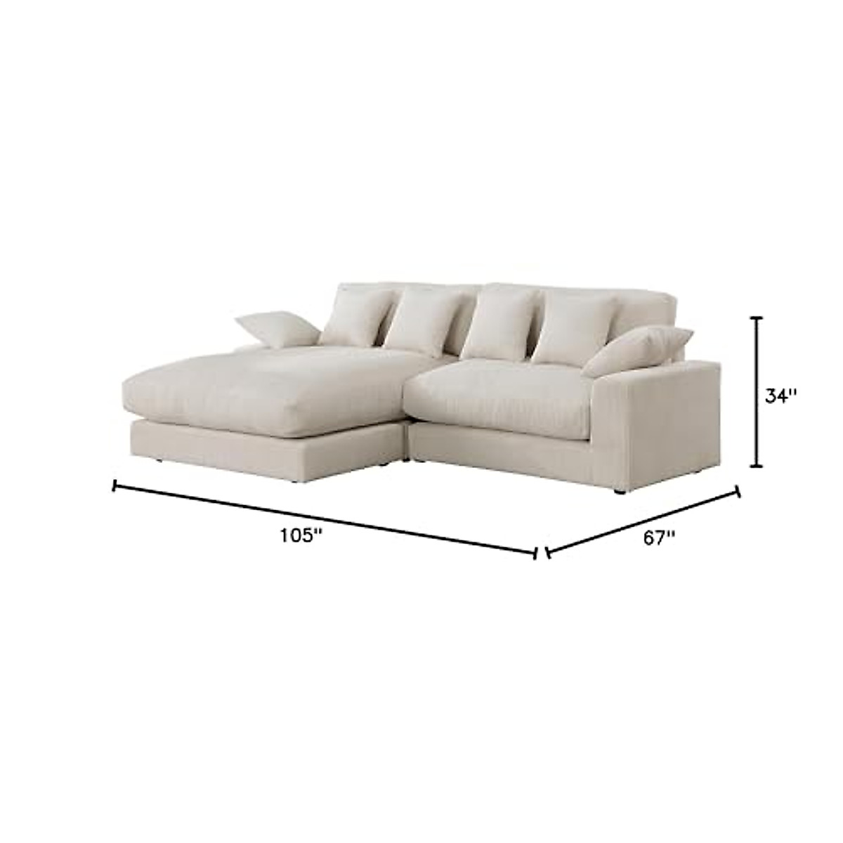 Lilola Home Mystic Beige Corduroy Reversible Sectional Sofa Chaise
