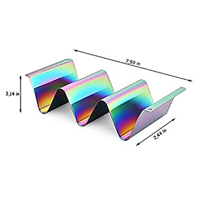 Taco Holder Set of 4 -Taco Tuesday Taco Stand Tray by Titanium Plated Stainless Steel-Perfect for Burritos Nachos Fajitas-Beautiful Colors