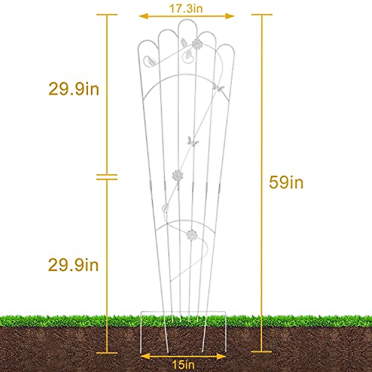 XYADX Metal Detachable Trapezoidal Garden Trellis for Climbing Plants, 60 Inches Sturdy Patio Plant Support for Indoor Plants Trellis for Rose, Vegetable Flower, Backyard Pack of 2 - White