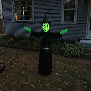 Sunnydaze 5' Wendolyn The Wicked Witch Inflatable Outdoor Halloween Decoration - Built-in Fan Blower and 2 LED Lights