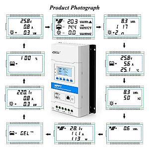 EPEVER Latest MPPT 20A Solar Charge Controller, 12V/24V TRIRON 2210N Intelligent Modular-Designed Regulator with Software Moblie APP - Updated Version of Tracer A/an Series