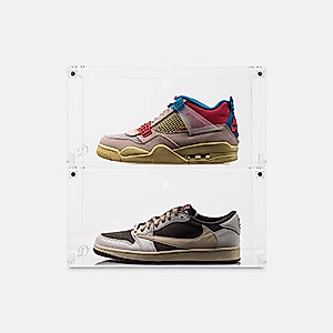 Looksee Designs | Acrylic Shoe Display Case | Magnetic Drop Side Door | Sneaker Storage for Sneaker Head | Clear Plastic Stackable Shoe Box