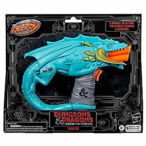 NERF Dungeons & Dragons Rakor Blaster, 4 Elite 2.0 Darts, Kids Outdoor Games, D&D Blaster Toys for Ages 8 & Up