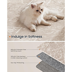 SONGMICS HOME Area Rug, 5x7 ft Rug for Bedroom, Non-Slip Carpet, Home Decor, for Living Room, Machine Washable, Boho Style, Cappuccino Beige UTAR023K01V1