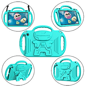 AVAWO Kids Case for Fire HD 10 & HD 10 Plus Latest Model Tablet (13th/11th Generation 2023/2021 Release), with Shoulder Strap, Lightweight Shockproof Handle, Turquoise