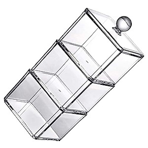 Beatifufu 1 Set Storage Box Makeup Container Storage Container with Lid Clear Container Q- Tip Holder Bathroom Vanity Jars Bathroom Jar Toothpick Organizer Makeup Cotton Box Cotton Pad Box