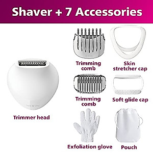 Philips Beauty Lady Electric Shaver Series 6000, Cordless with 7 Accessories, BRL146/00, White