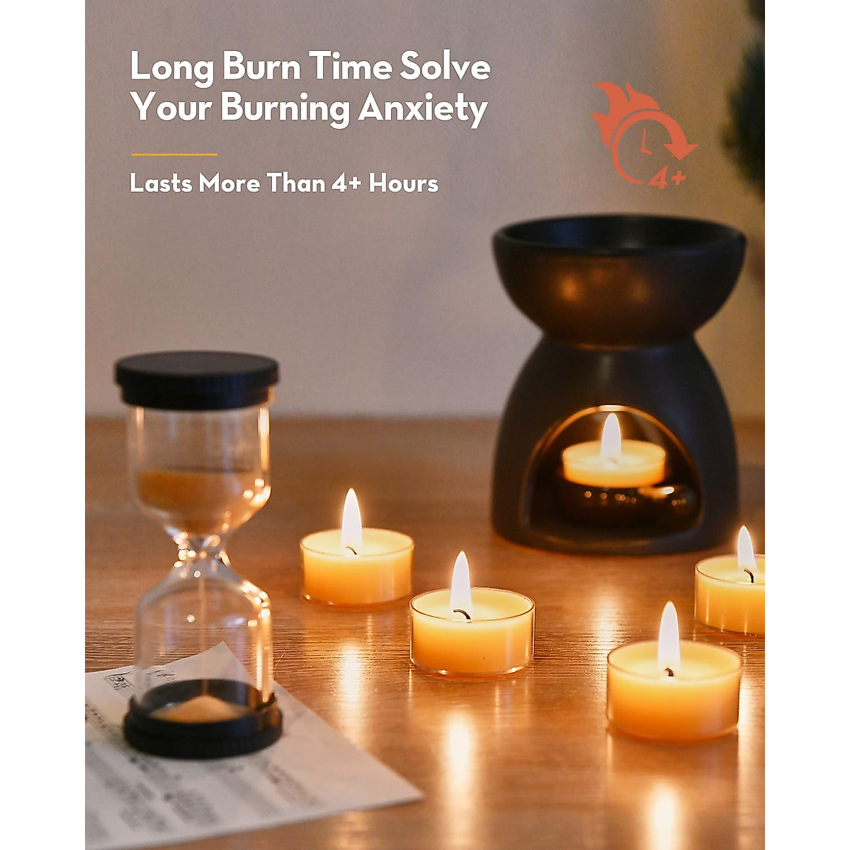 Ashlux Unscented Beeswax Tealight Candles 20 Pack, 4 Hours Long Burning Handmade Yellow Tea Lights Candles, Clear Cup Smokeless Beeswax Candles for Wedding, Party, Centerpiece & Home Decor