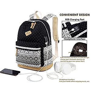 Leaper Geometric Laptop Backpack School Bag Lunch Bag Pencil Bag 3 in 1 Set Pink