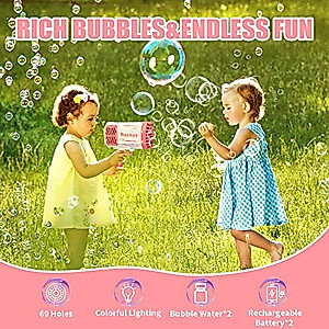 Bazooka Bubble Blaster Gun with 2 Batteries,Rocket Bubble Machine Blower,Birthday Gift for Girls Kids,Bubble Maker Toys for Party Wedding(Pink)