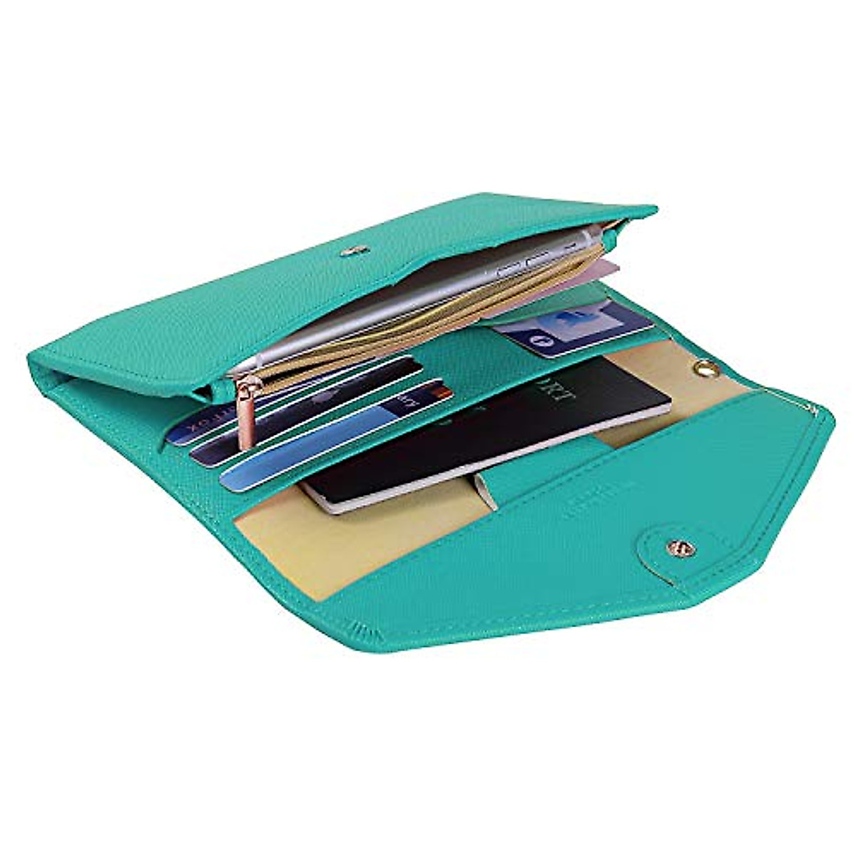 ZOPPEN Passport Holder Women Travel Wallet Rfid Blocking Passport Cover Document Organizer Strap Ver.5, #25 Emerald Green