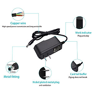 Snsnlent 12V 1A Power Adapter AC 100-240V to DC 12V 1000mA Power Supply Adapter 12V 12W Adapter DC Connector Jack 5.5mmx2.1mm for LED Strip Lights, Audio/Video