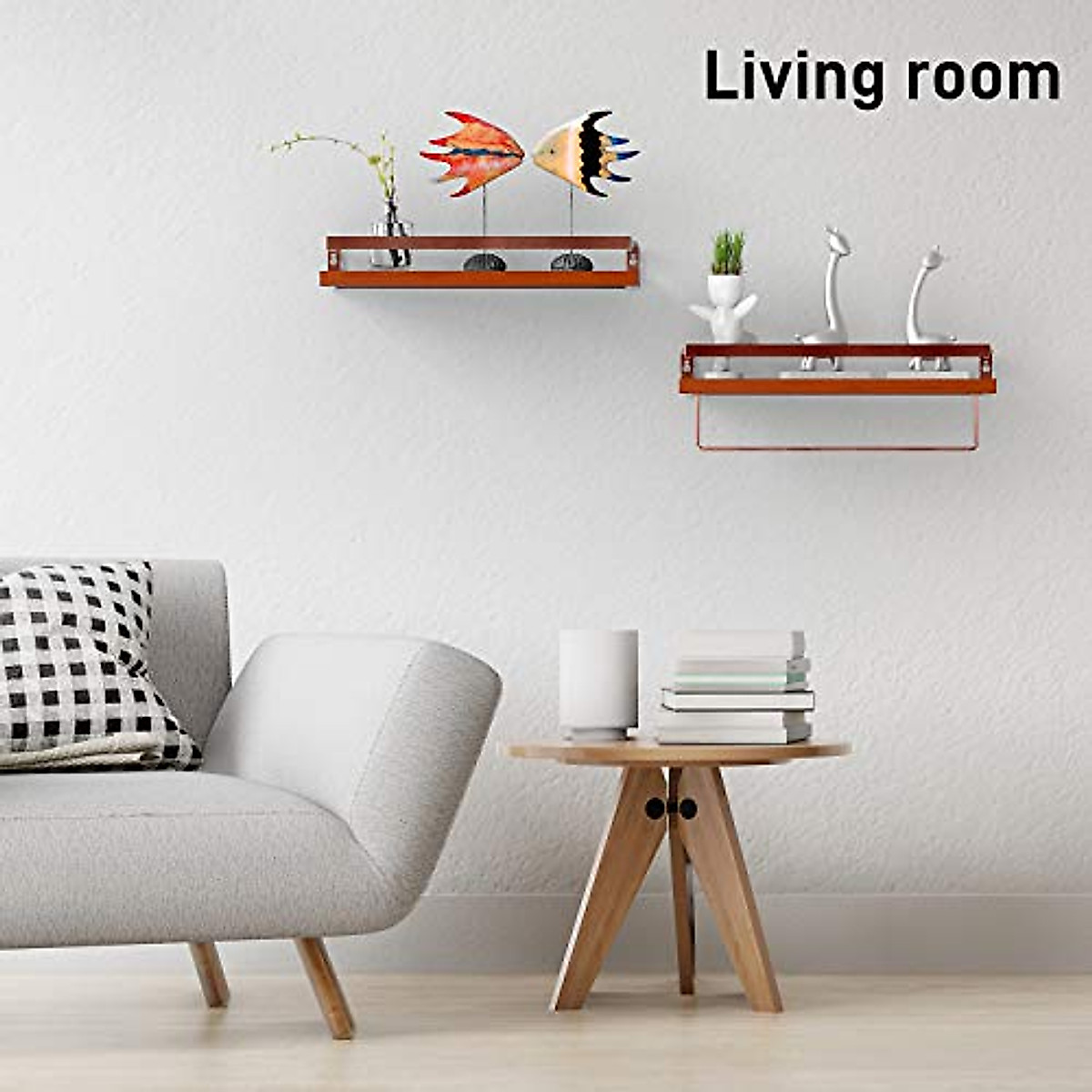 Vdomus Floating Shelves Made of Wood Material 2 Pack, Brown Floating Bathroom Shelves Wall Mounted with Towel Bar for Kitchen