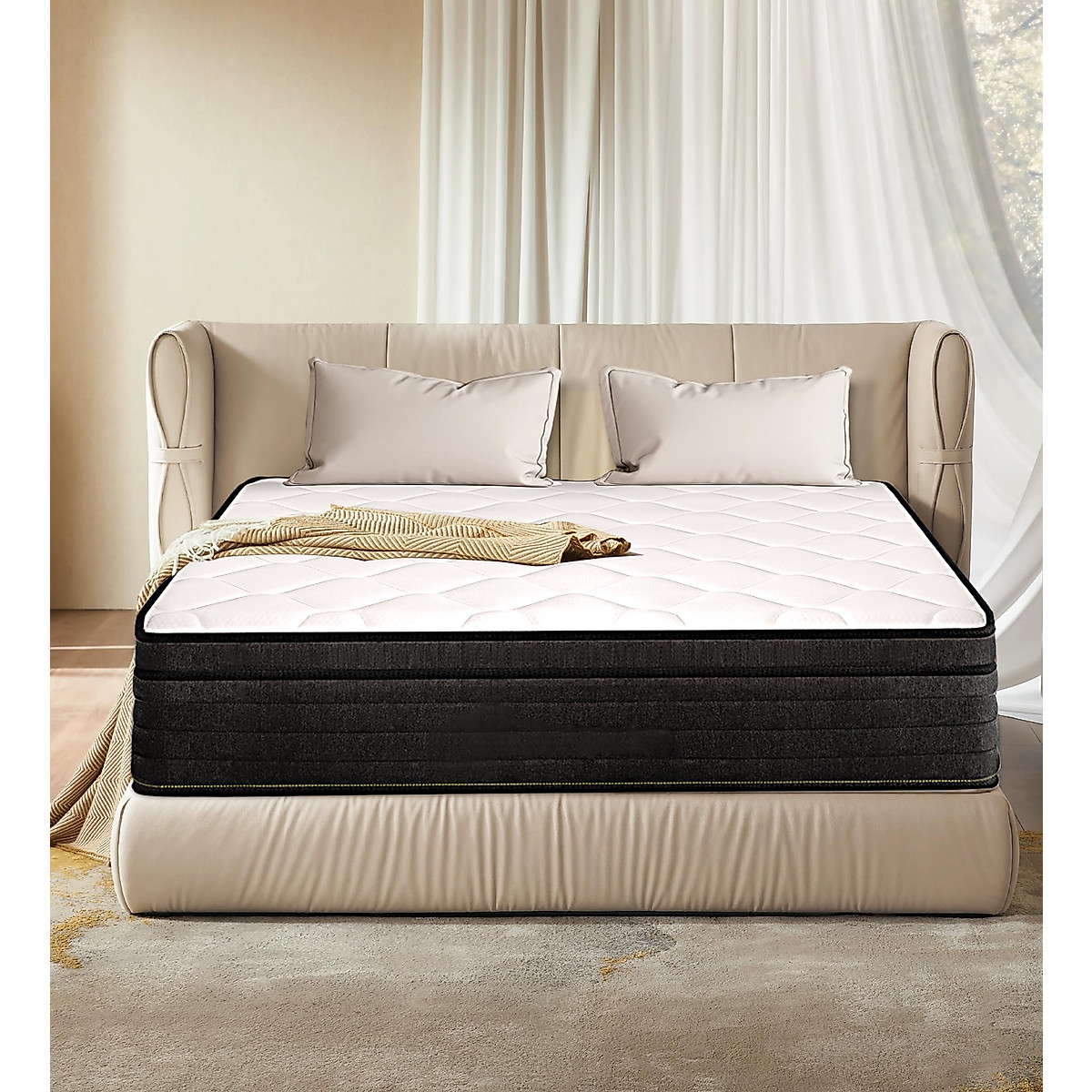 elitspace Queen Size Mattress,10 Inch Memory Foam Hybrid Queen Bed Mattresses in a Box Individual Pocket Spring Breathable Comfortable for Pressure Relief, CertiPUR-US,100 Nights Trial.