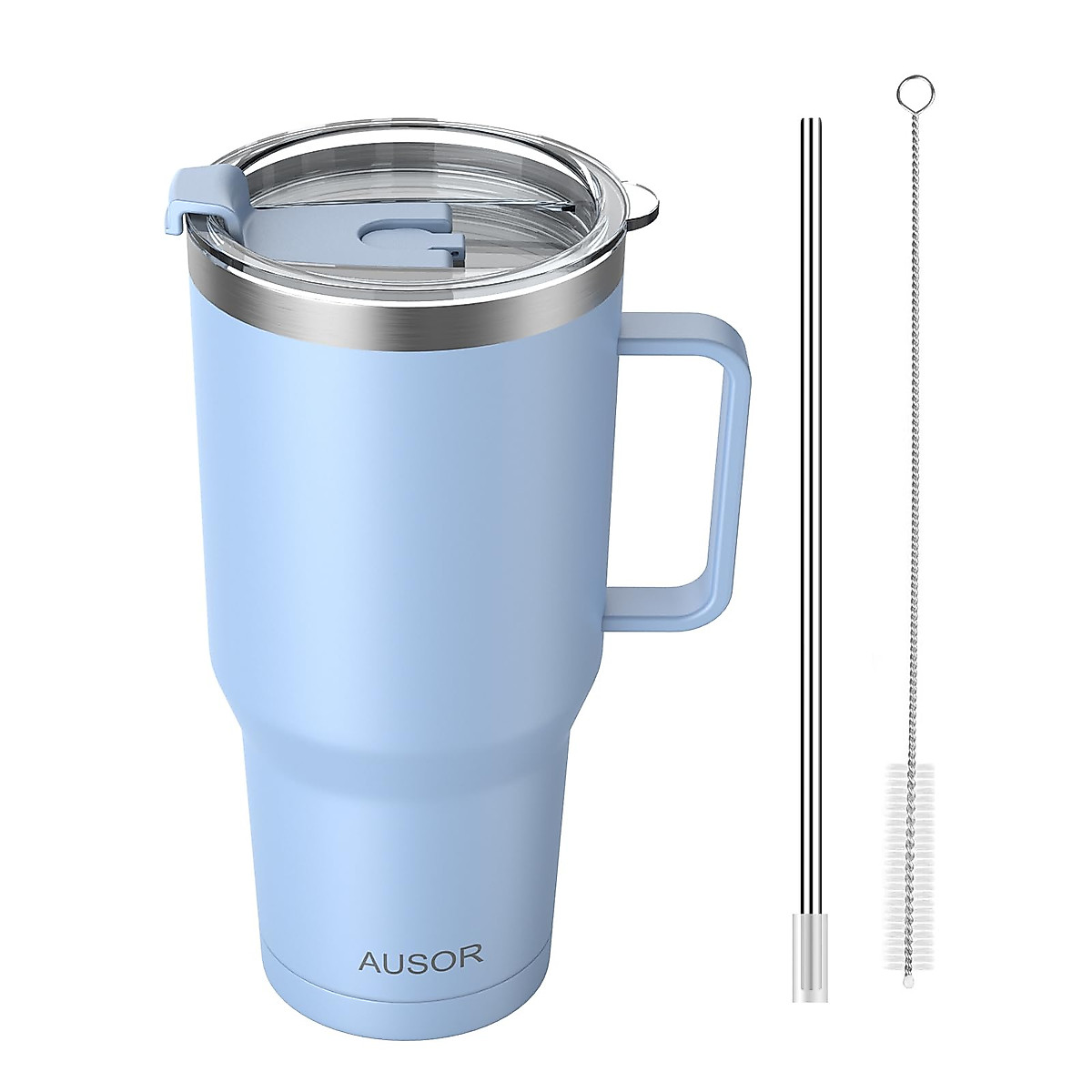 AUSOR 30 oz Tumbler with Lid and Straw,Water Bottle,Insulated Tumbler for Hot & Cold,Purple & Blue