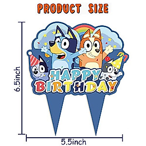 Blue Dog Birthday Party Supplies, Blue Party Decorations Cake Topper for Kid, Boys and Girls Happy Birthday Cupcake Toppers