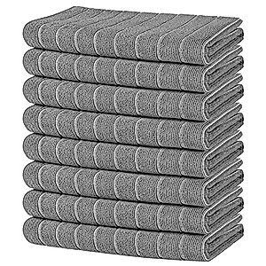 AIDEA Microfiber Kitchen Towels-8Pack, 15”x25”, Super Soft and Absorbent, Multi-Purpose Microfiber Dish Towels for Home, Kitchen-Grey