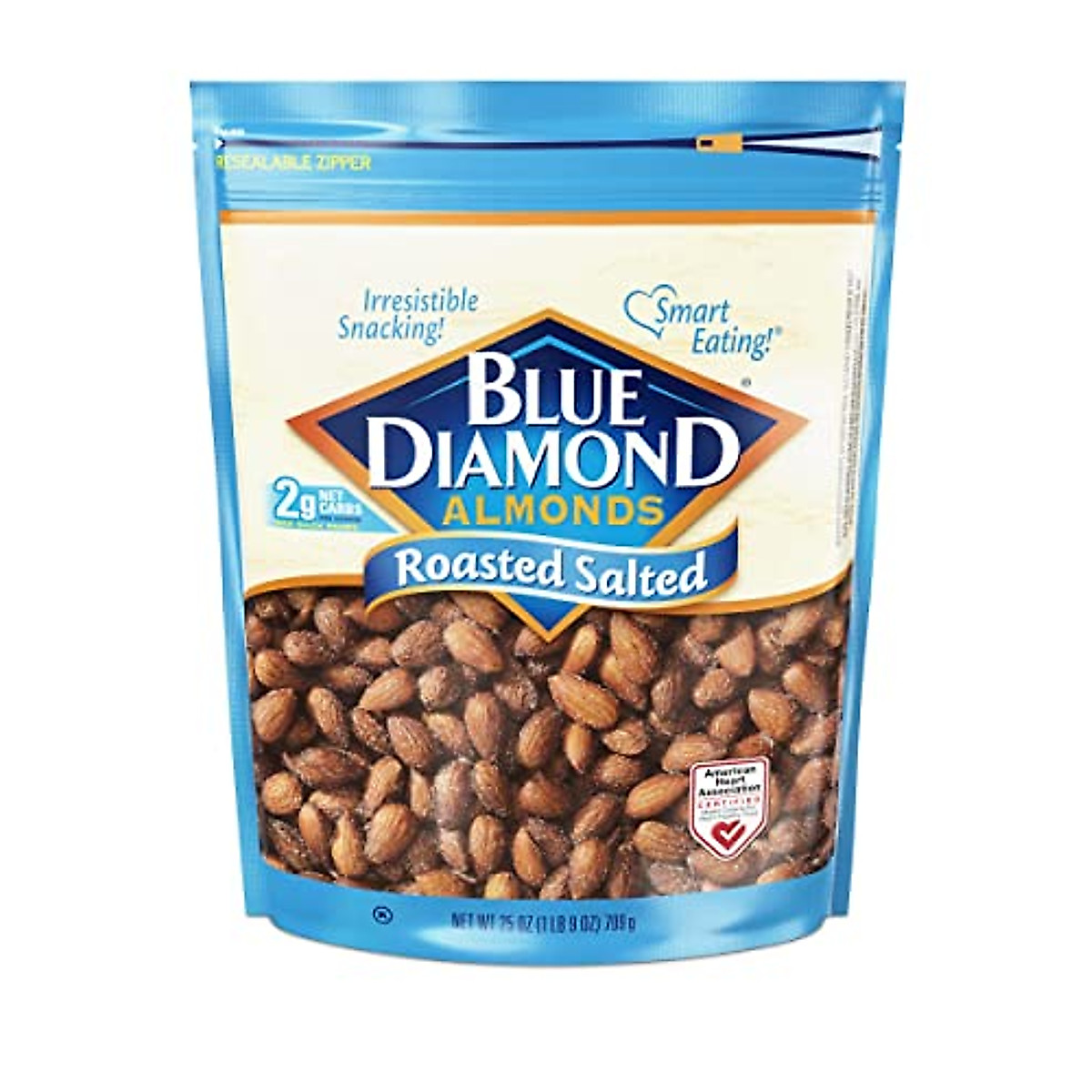 Blue Diamond Almonds Roasted Salted Snack Nuts, 25 Oz Resealable Bag (Pack of 1)