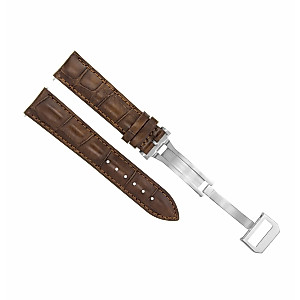 Ewatchparts 23MM LEATHER WATCH BAND STRAP COMPATIBLE WITH IWC PILOT PORTUGUESE DEPLOYMENT CLASP L/BROWN