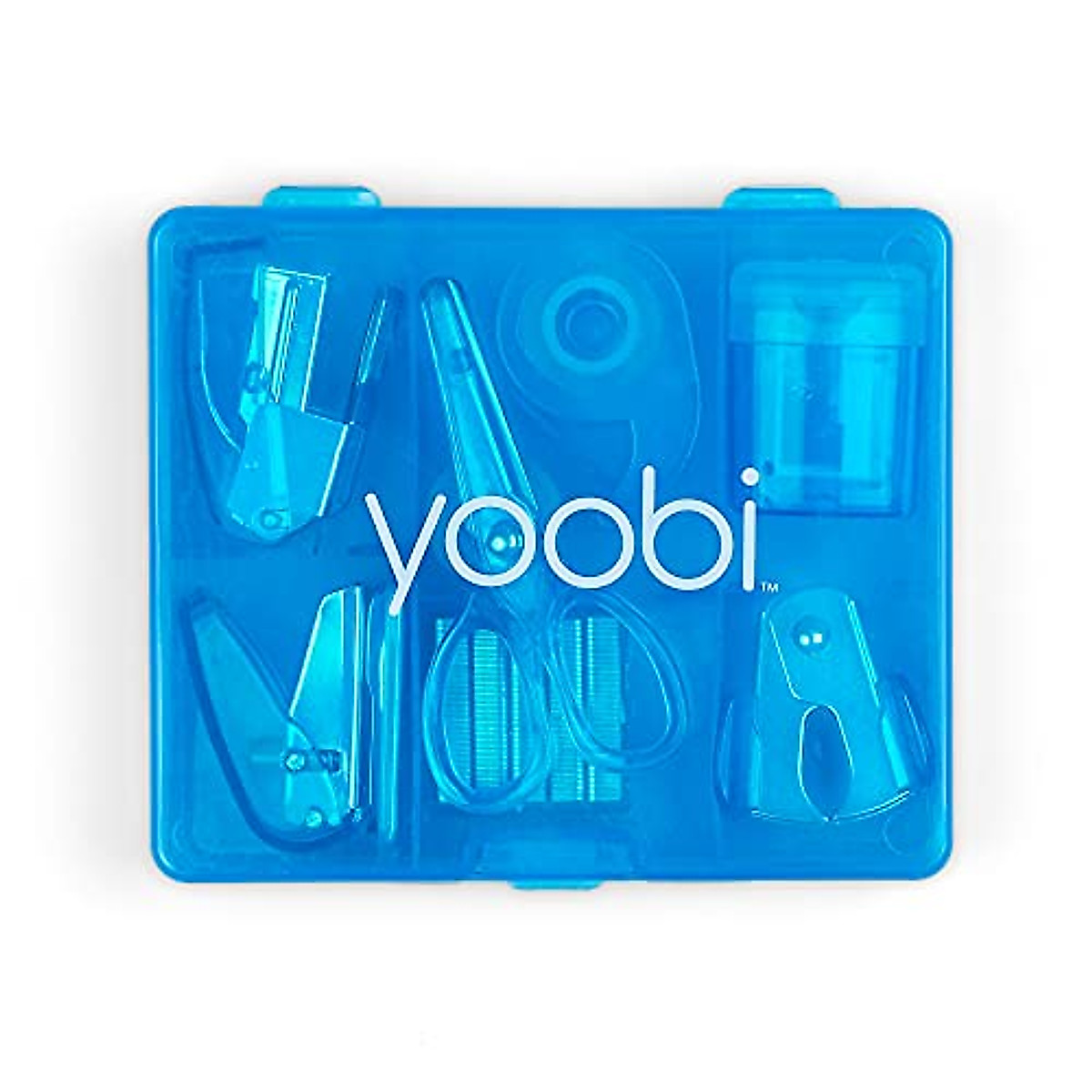 Yoobi Blue Mini Office Supply Kit – Mini School Supplies Kit for Kids & Adults – Includes Scissors, Mini Stapler, Staple Remover, Staples, Tape Dispenser & More – School, Home or Office Supplies Kit