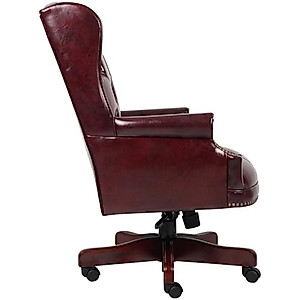 Scranton & Co Traditional Faux Leather High Back Tufted Executive Chair in Red