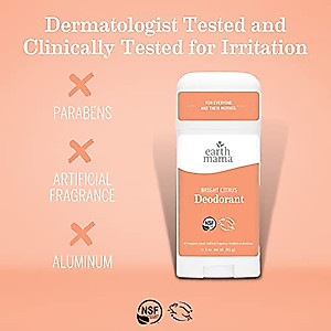 Bright Citrus Deodorant by Earth Mama | Natural and Safe for Sensitive Skin, Pregnancy and Breastfeeding, Contains Organic Calendula 3-Ounce