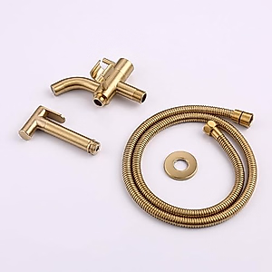 Handheld Bidet Sprayer for Toilet,Bidet Sprayer,Hung Toilet Shower,Independent Hanging Seat Combination for Bidet,Brushed Gold