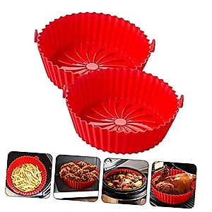 Luxshiny 2pcs Silicone Pad Air Fryer Ovens Washable Silicone Mat Air Fryer Basket for Oven Air Fryer Tray Air Fryer Oven Tray Airfryer Liners Oven Liners Air Fryer Accessories Baking Liners