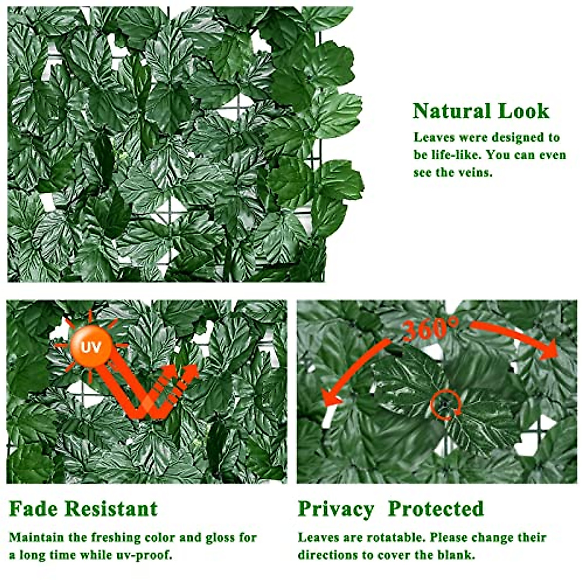 iCover 59 * 98in Artificial Ivy Privacy Fence Screen, Green Maple Leaf Strengthened Joint Prevent Leaves Falling Off, Faux Hedge Panels Greenery Vines, Decorative Fence for Outdoor, Garden