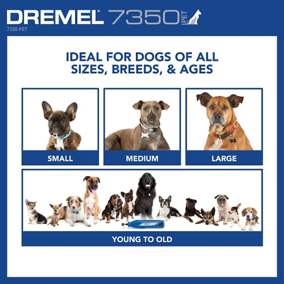Dremel 7350-PET 4V Pet & Dog Nail Grinder, Easy-To-Use & Safe Nail Trimmer, Professional Pet Grooming Kit - Works on Large, Medium, Small Dogs & Cats