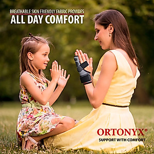 ORTONYX Pinky Finger Splint Boxer Fracture Brace Immobilizer for Broken Fingers, Metacarpal Syndrome and Ulnar Gutter - Neoptrene and Latex Free - Left or Right Hand / ACKB434