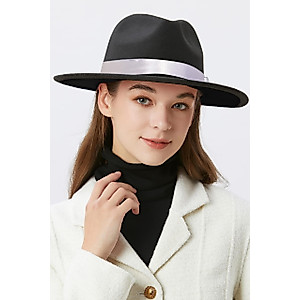 BABEYOND Fedora Hat for Men, 1920s Gatsby Panama Style, Black (Unisex-Adults)