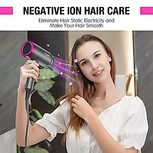 Hair Dryer CONFU Blow Dryer 1600W Ionic Hairdryer Portable Blowdryer with Diffuser Lightweight Quick Drying ETL Certified for Home & Travel (Dark Grey)
