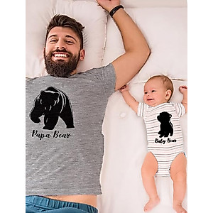 Tstars Papa & Baby Bear Dad and Son Daughter Matching Shirts Fathers Day New Dads Gift Father and Infant Shirt Set Dad Gray Large/Baby gray/white 12M (6-12M)