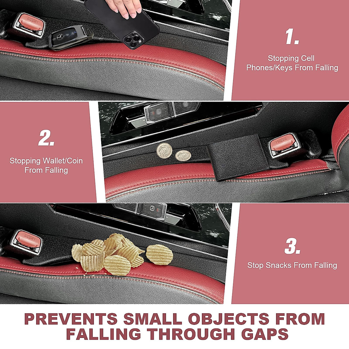 KAYZT Seat Gap Filler Universal Fit Car SUV to Fill The Gaps Between Seat and Console Blocker Stopper Pack of 2 Black